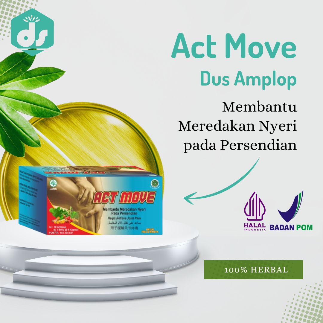 Obat Herbal ACT MOVE (1 Box @10 Amplop @6 Kapsul) Meredakan Nyeri Send ...