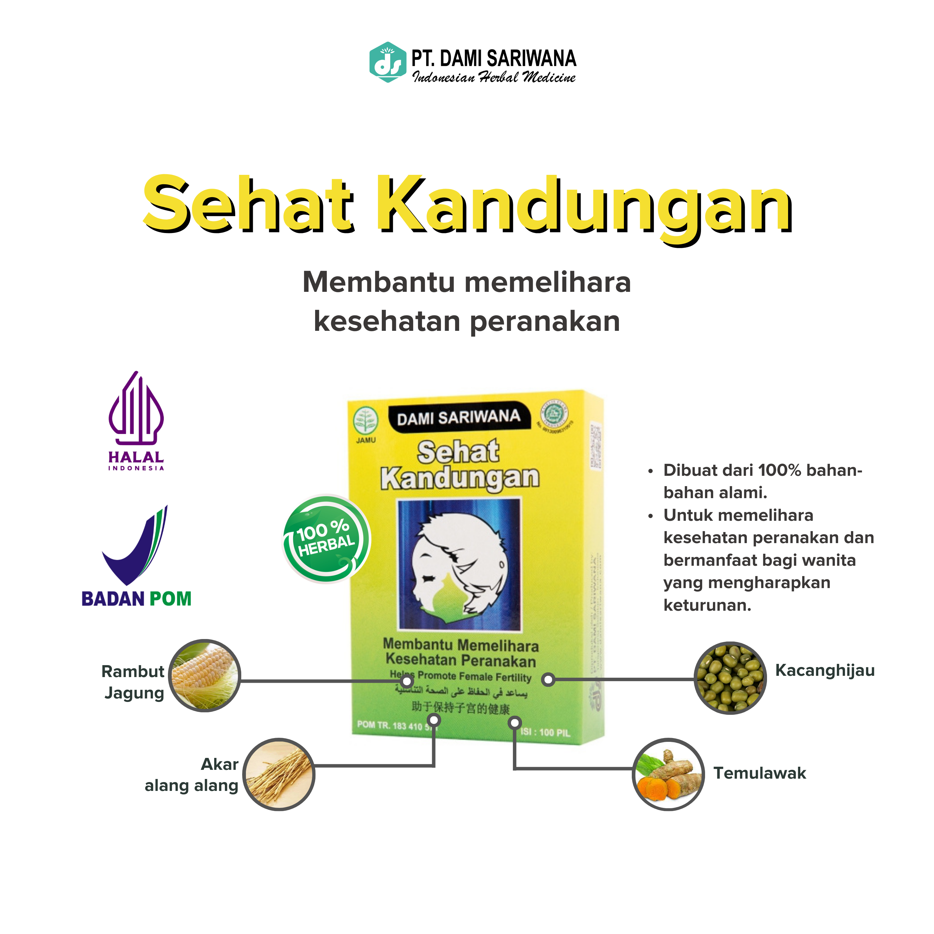 SEHAT KANDUNGAN Herbal Medicine for Promil 100 Pills Increases Fertili ...